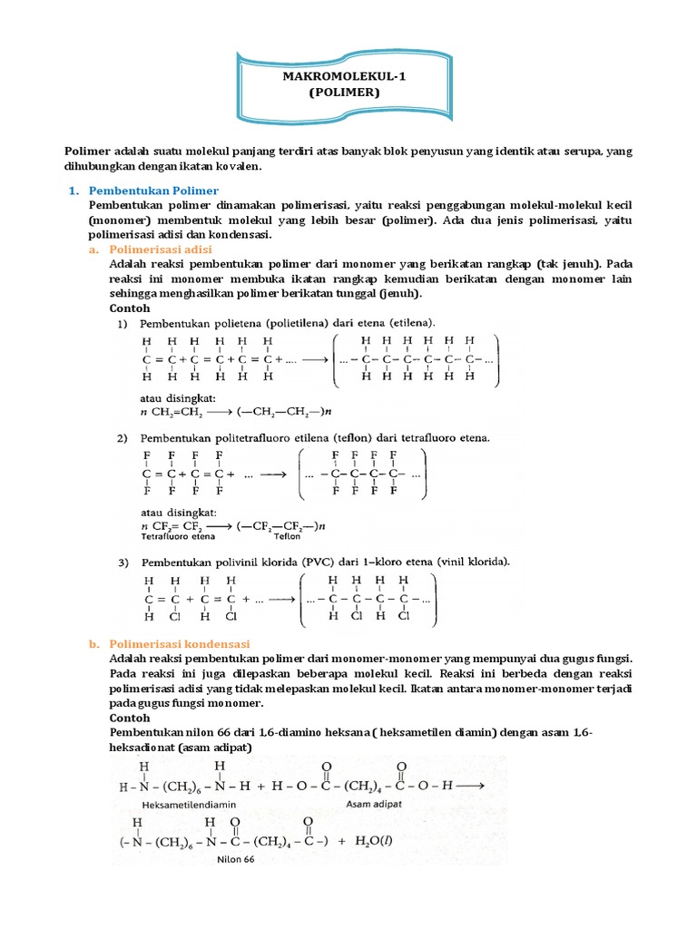 Modul Makromolekul 1 (Polimer) | PDF | Sains & Matematika