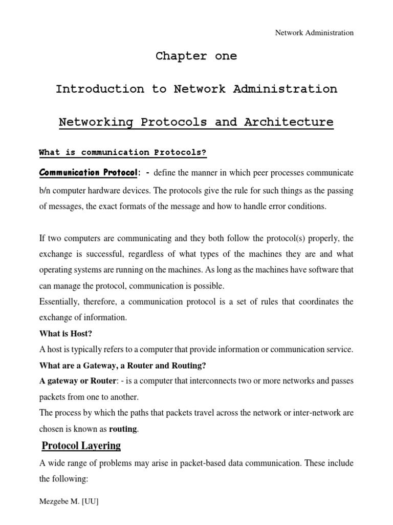 Chapter One (Net Admin 2021) | PDF | Transmission Control Protocol | Osi Model