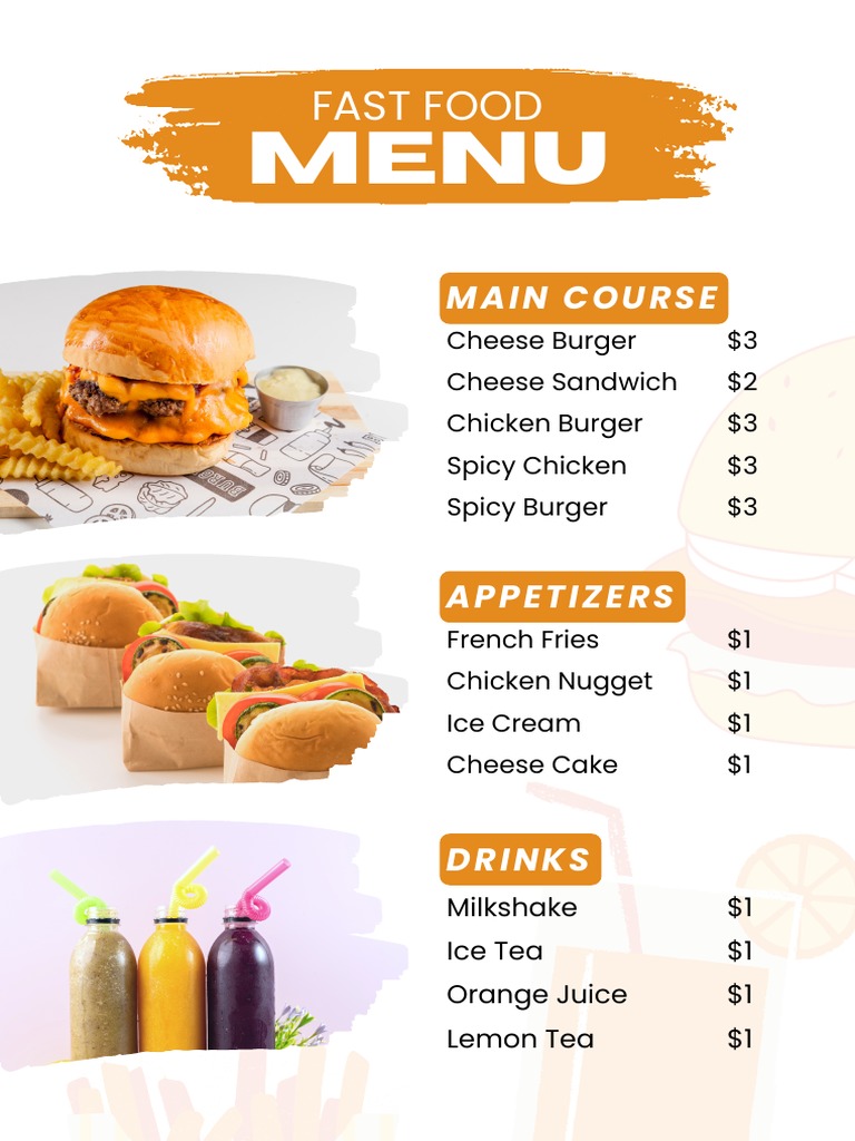 Fast Food Menu Overview | PDF | Cooking, Food & Wine | Wellness
