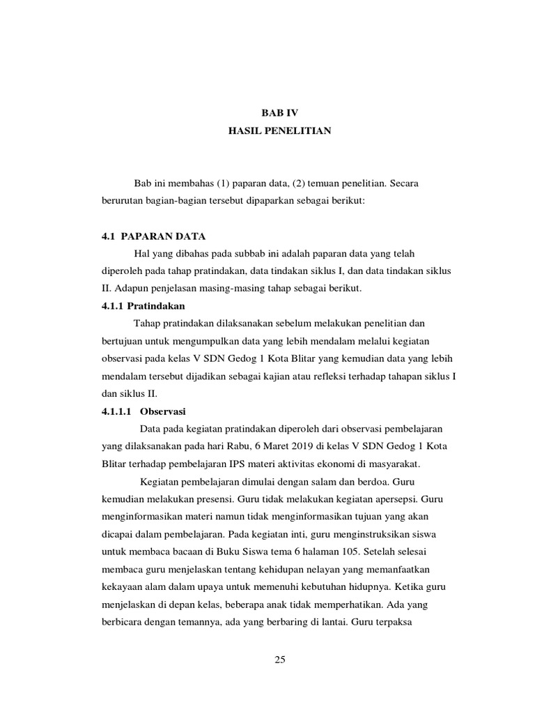Bab Iv Skripsi Kualitatif S1 PGSD Um | PDF