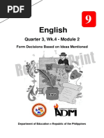 Eng9 - Q3 - M3 - W4 - Interpret The Message Conveyed in A Material Viewed - V5 | PDF | Learning ...