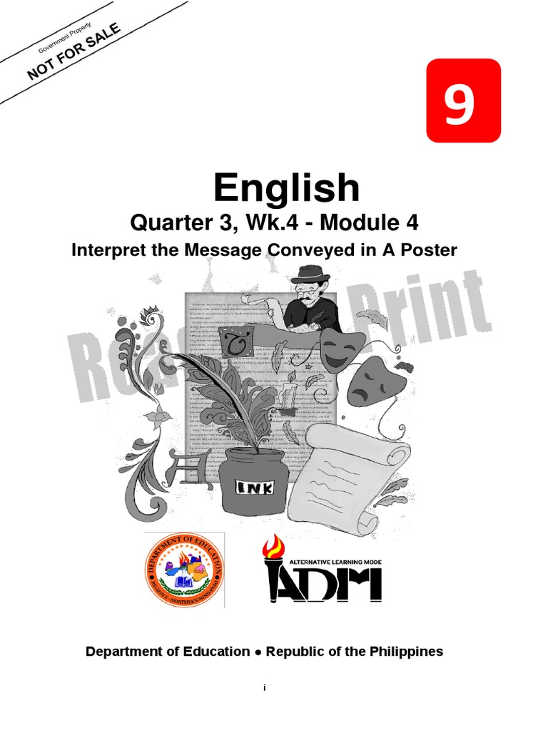 Eng9 - Q3 - M4 - W4 - Interpret The Message Conveyed in A Poster - V5 | PDF | Poster | Advertising