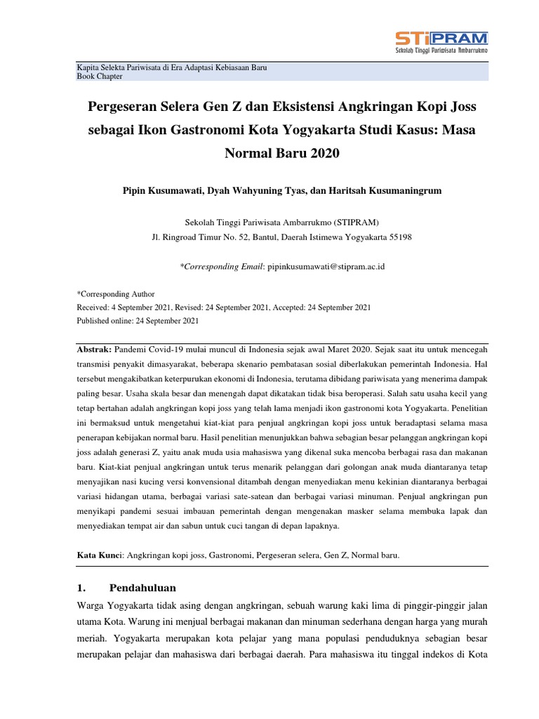 Pergeseran Selera Gen Z Dan Eksistensi Angkringan Kopi Joss Di YK | PDF | Ilmu Sosial | Politik