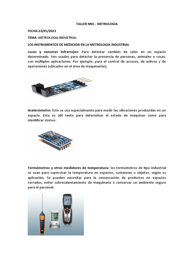 Taller Nr4-Los Instrumentos de Medicion en La Metrologia Industrial | PDF