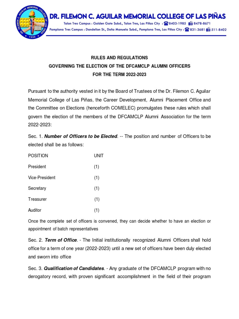 Revised Alumni Election Guidelines | Download Free PDF | Voting ...