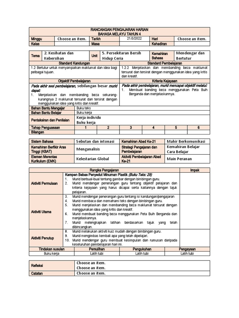 Persekitaran Bersih Hidup Ceria | PDF
