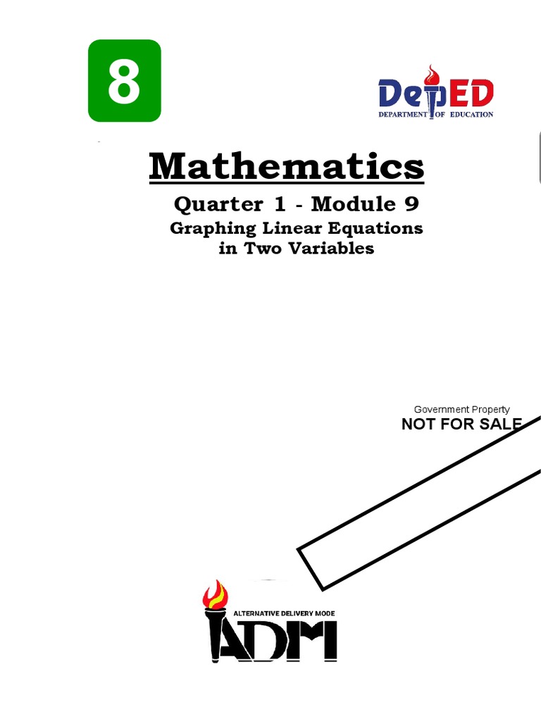 Mathematics8 q1 Mod9 Graphinglinearequations v2 | PDF | Equations | Mathematical Objects