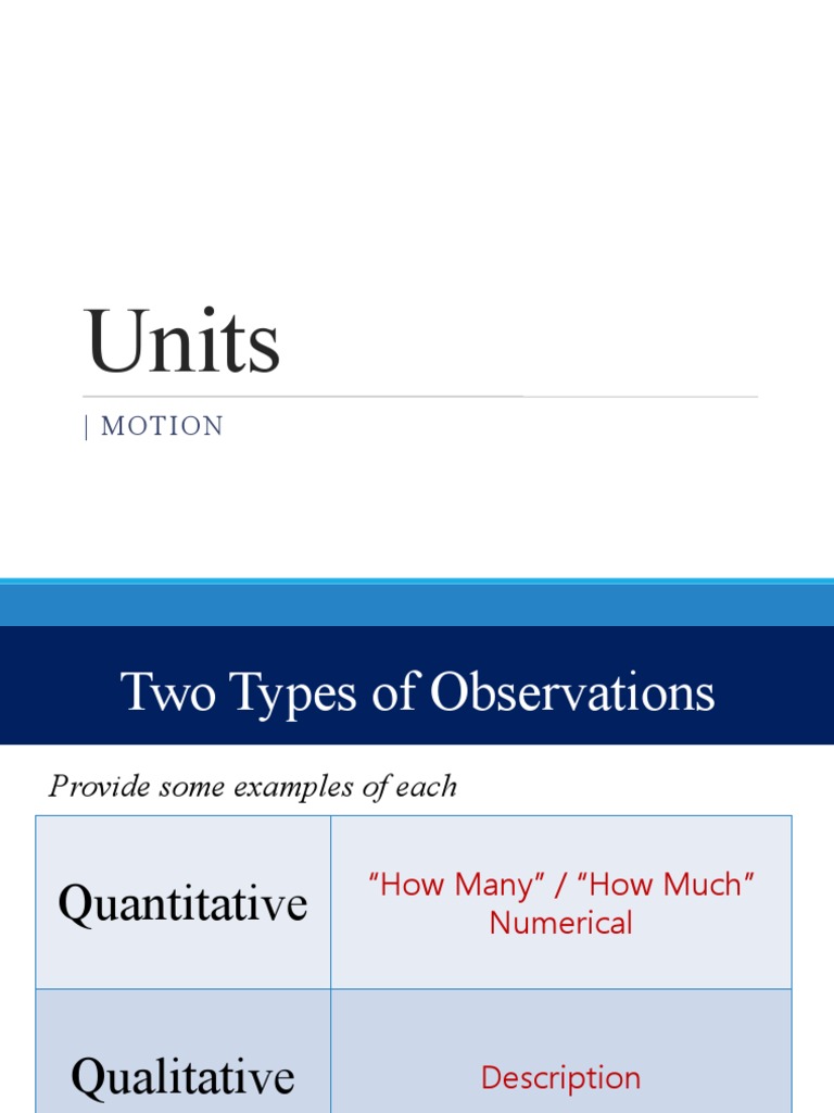 Motion 1 Units - 1 | PDF | International System Of Units | Physics