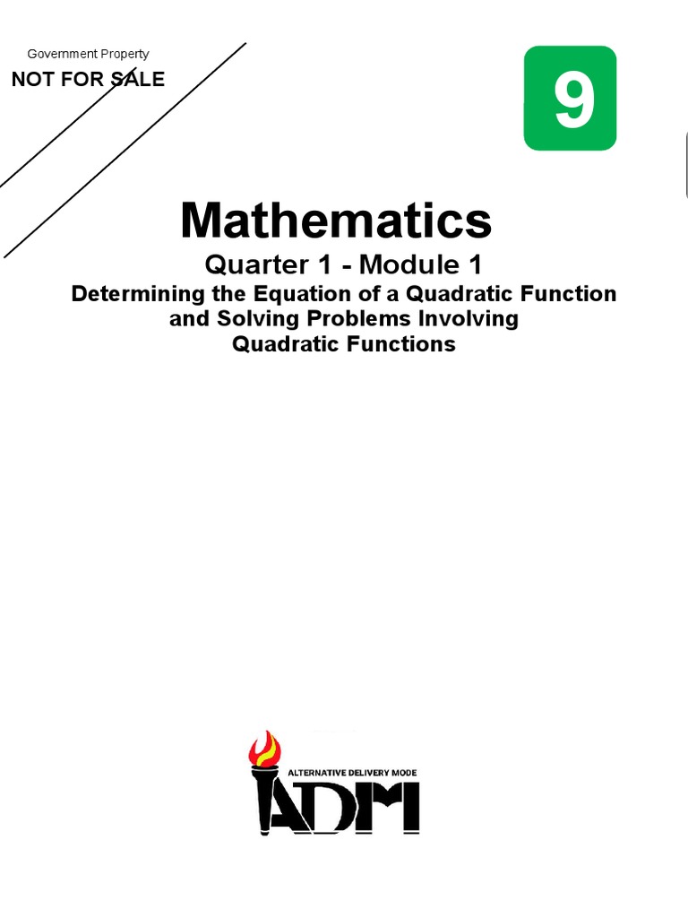 Mathematics9 q1 Week10 Determiningtheequationofaquadraticfunction v3 ...