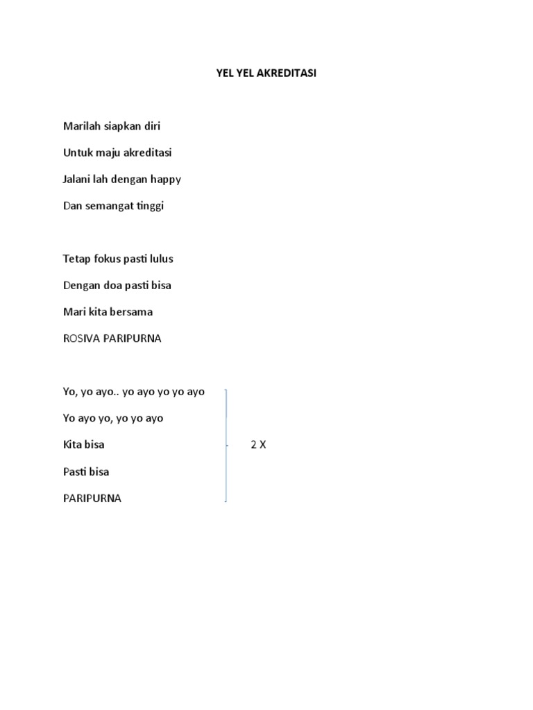 Yel-Yel Semangat Akreditasi Paripurna | PDF