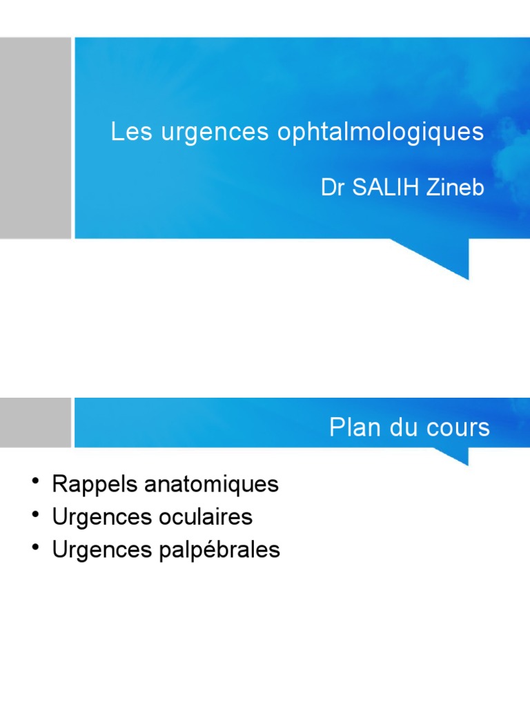 Les Urgences Ophtalmologiques | PDF | Brûlure | Vision