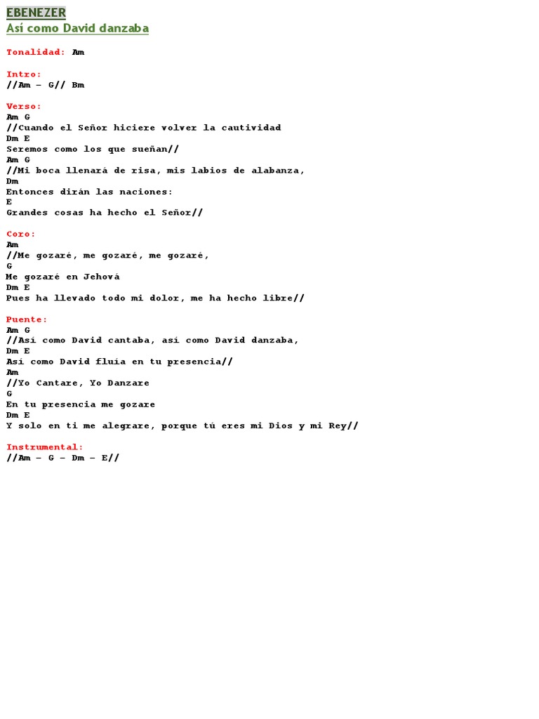 Asi Como David Danzaba Ebenezer (Nuestro Legado) | PDF