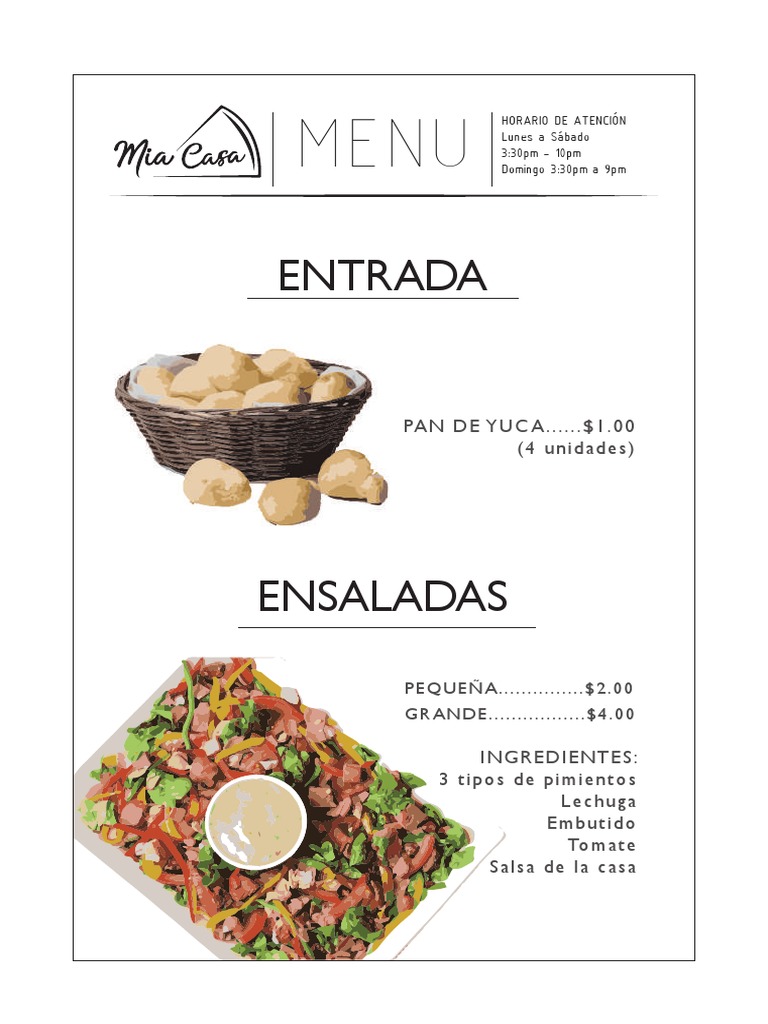 Menu Mia Casa Pizzería | PDF