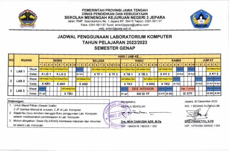Jadwal Penggunaan Lab. Komputer | PDF
