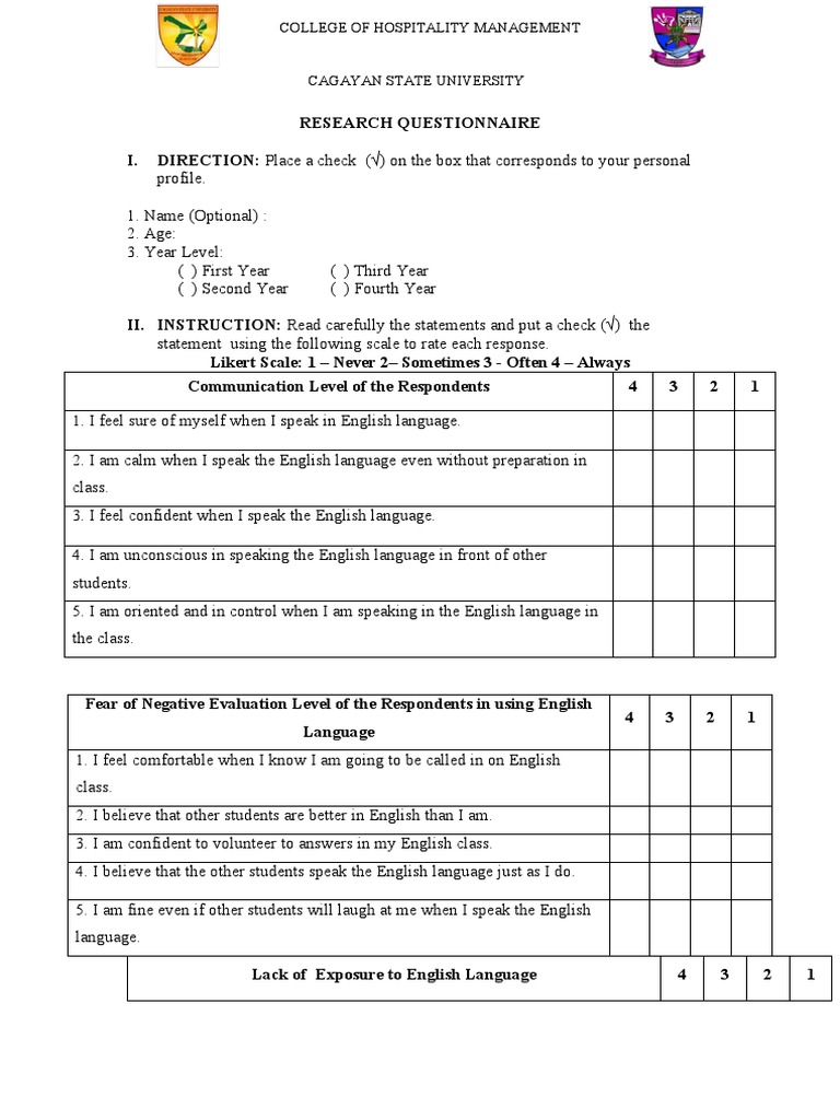 Updated-Thesis-Questionnaire 2 | PDF | English Language | Questionnaire