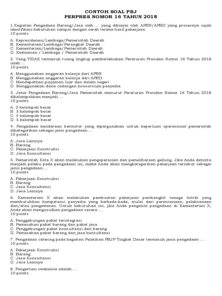 Contoh Soal PBJ | PDF