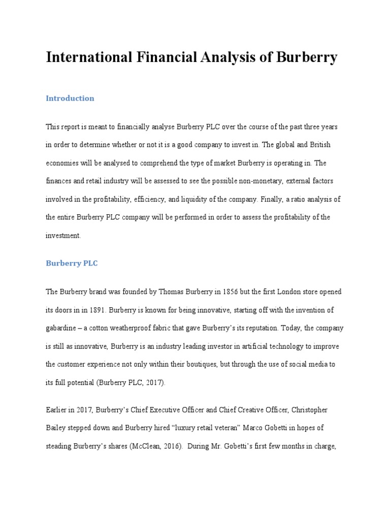 International Financial Analysis of Burberry | PDF | Business