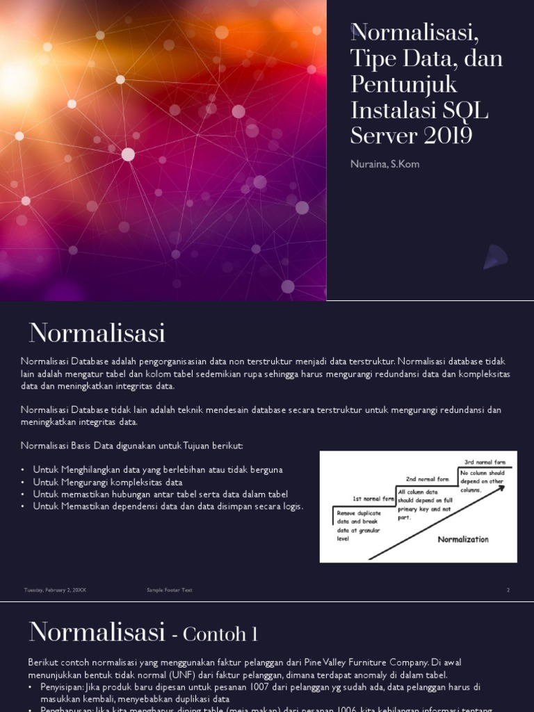 Normalisasi, Tipe Data, Dan Instalasi SQL Server 2019 | PDF