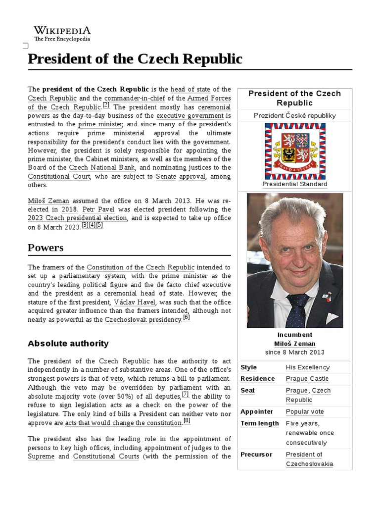 Current President of the Czech Republic | PDF | Government | Government ...