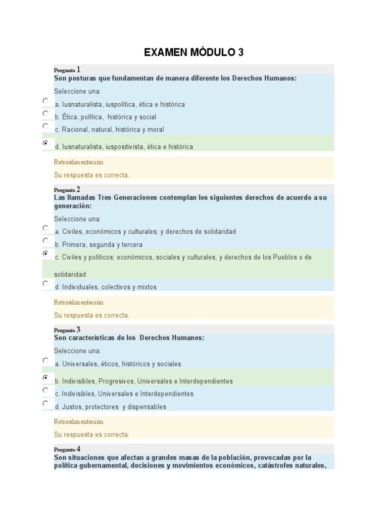 Examen Módulo 3 | PDF | Derechos humanos | Maestros