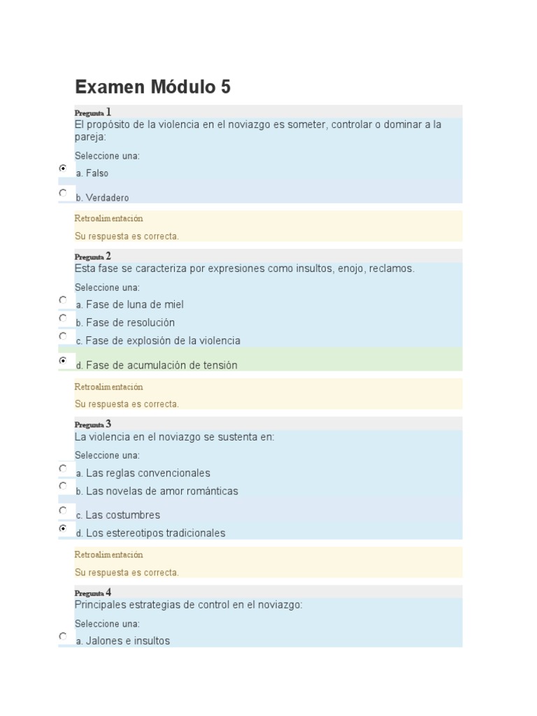 Examen Módulo 5 VIOLENCIA NOVIAZGO | PDF