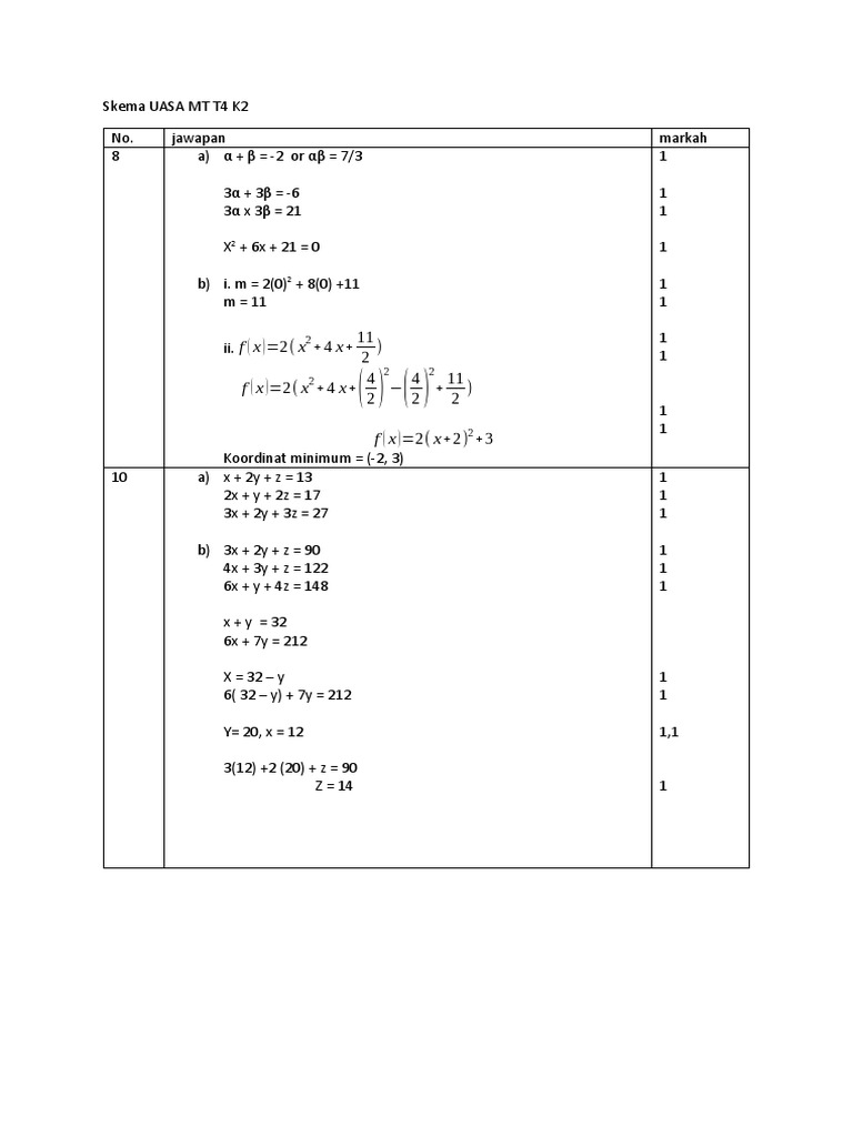 Skema UASA MT T4 K2 | PDF | Teaching Methods & Materials