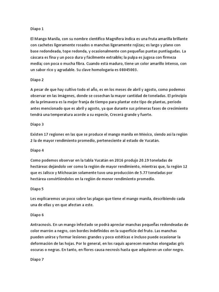 Características del Mango Manila | PDF | Mango | Arancel