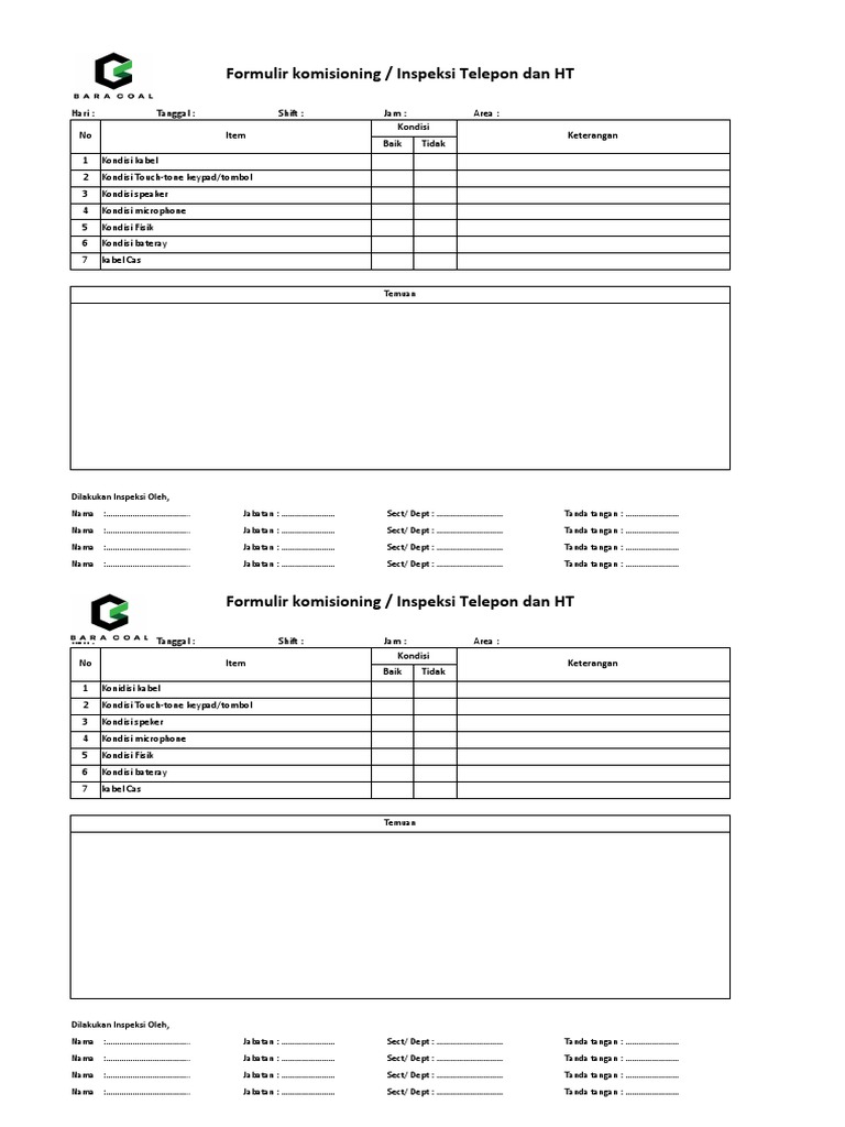 Inspeksi Telepon Dan HT | PDF