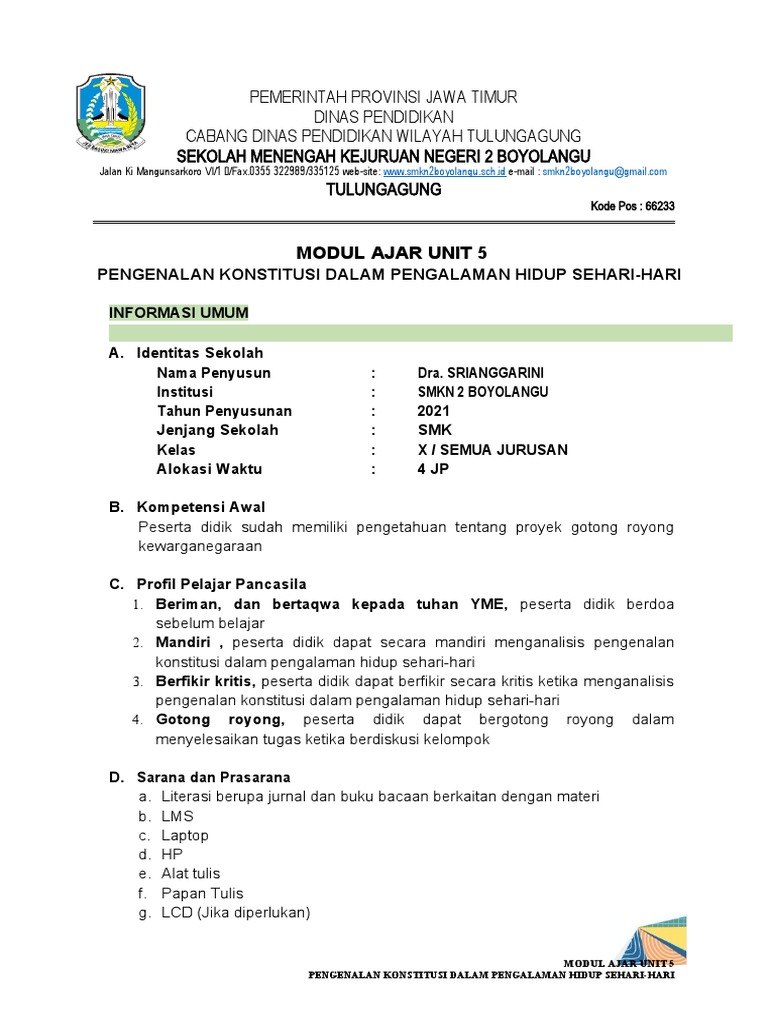 Modul Ajar Unit 5 Fix | PDF