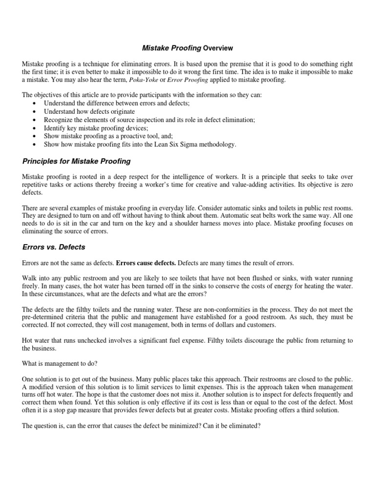 15 Mistake Proofing | PDF | Public Toilet | Six Sigma