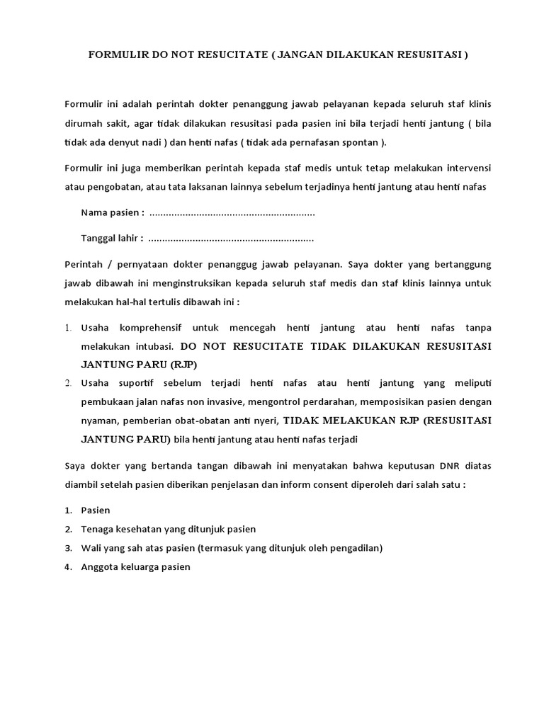 Formulir DNR | PDF