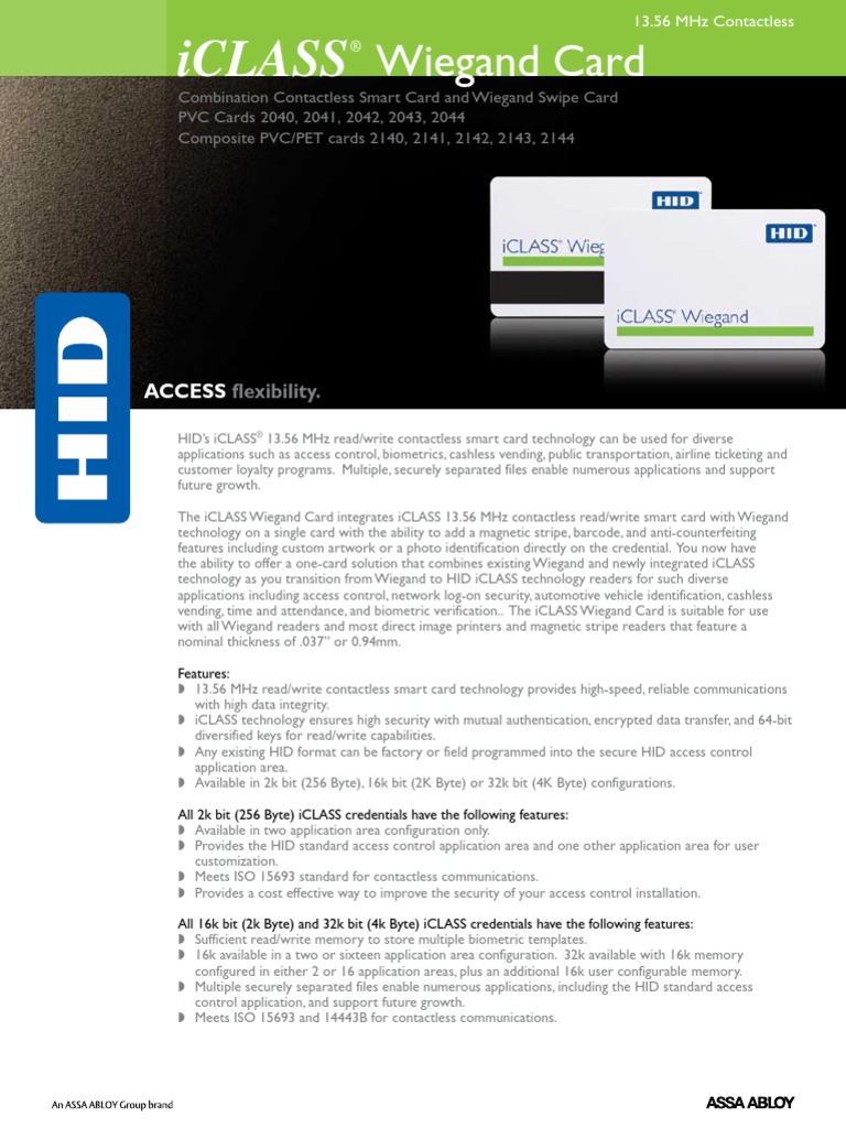 Hid Iclass Wiegand Brochure XXXX | PDF | Smart Card | Access Control