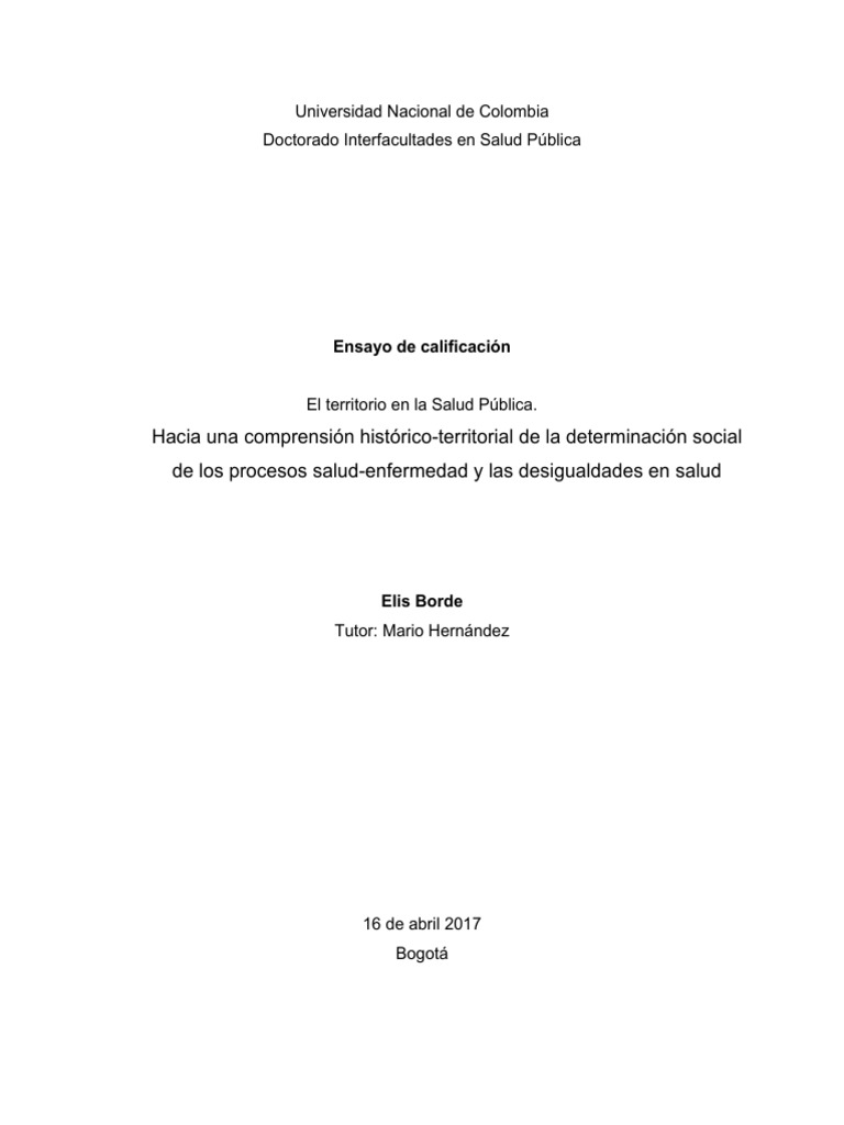 Ambiente, Territorio y Salud - EBORDE - Final | PDF | Geografía ...