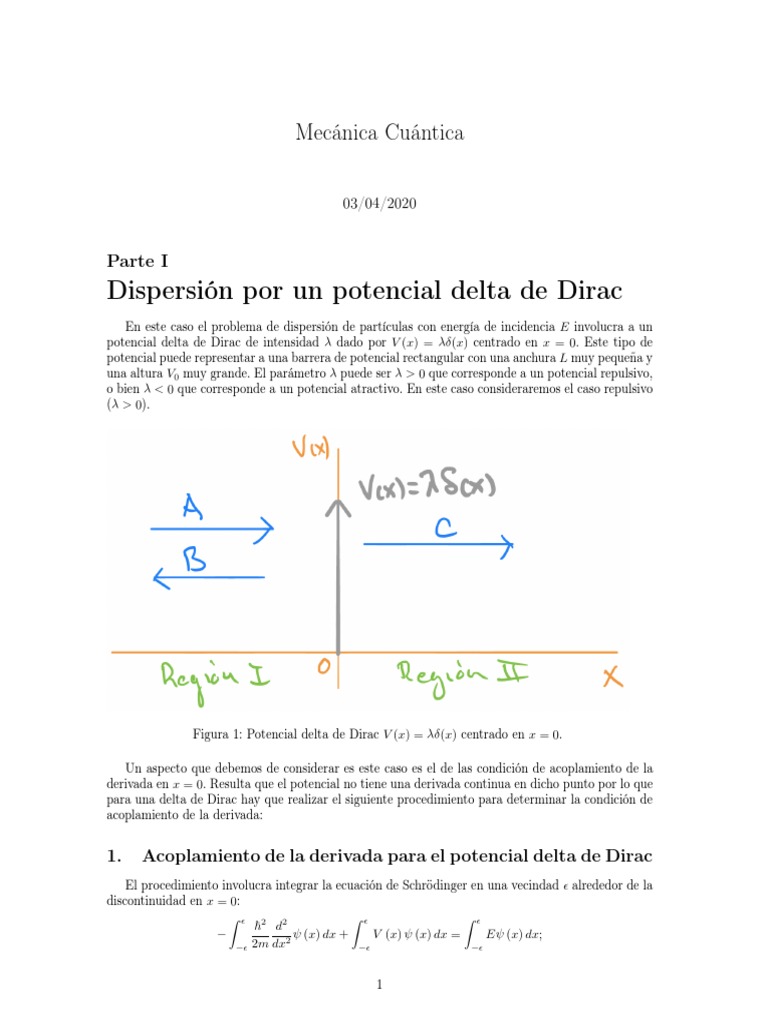 Dispersión Potencial Delta Dirac | PDF | Matriz (Matemáticas) | Ecuaciones