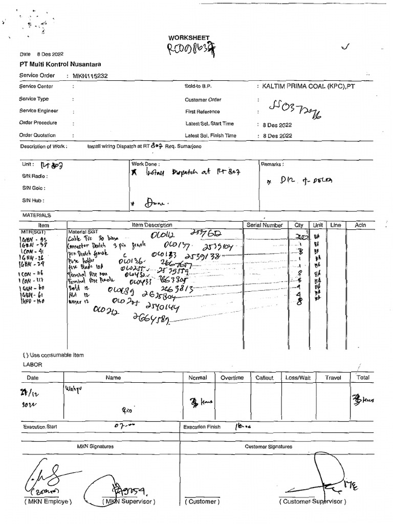 RT807 Service Order Worksheet | PDF | Technology & Engineering