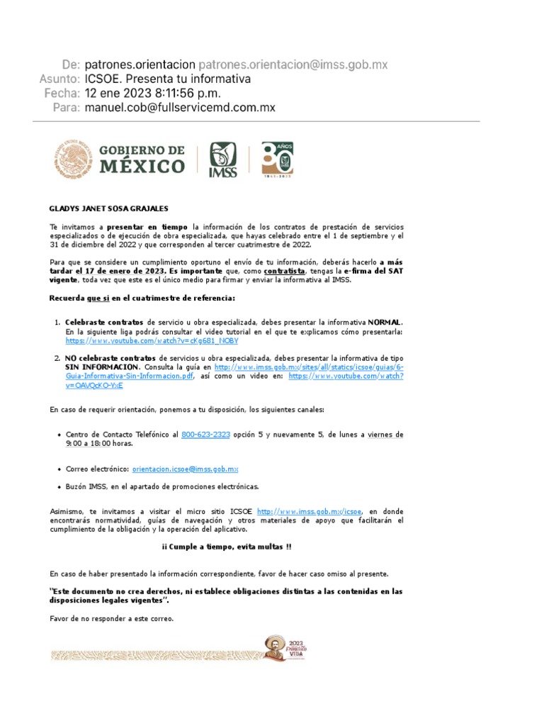 ICSOE. Presenta Tu Informativa | PDF | Correo