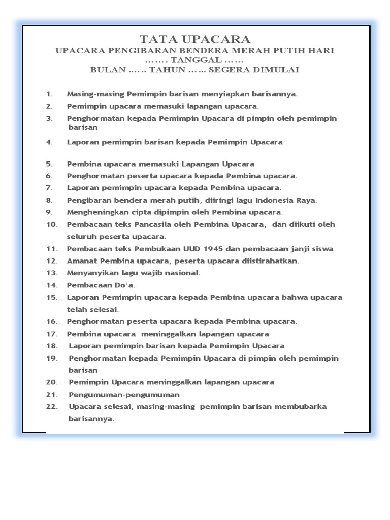 Tata Tertib Upacara Bendera | PDF