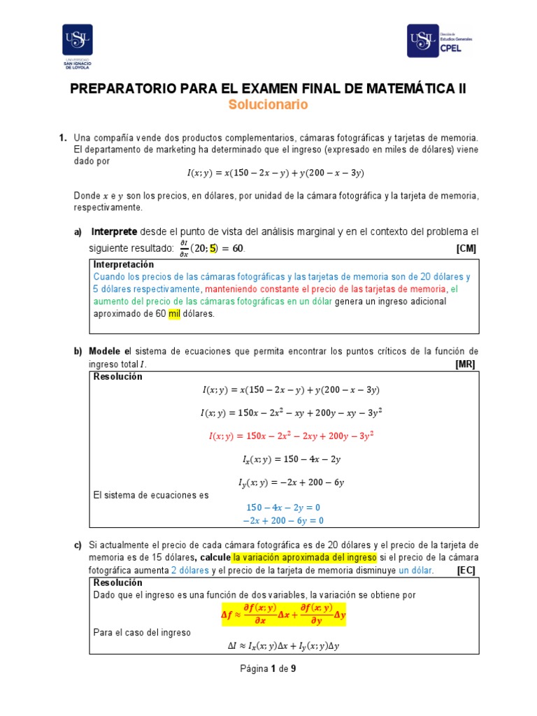 Preparatorio Examen Final 2022 - 02 M3 Resolución | PDF | Ecuaciones | Función (Matemáticas)