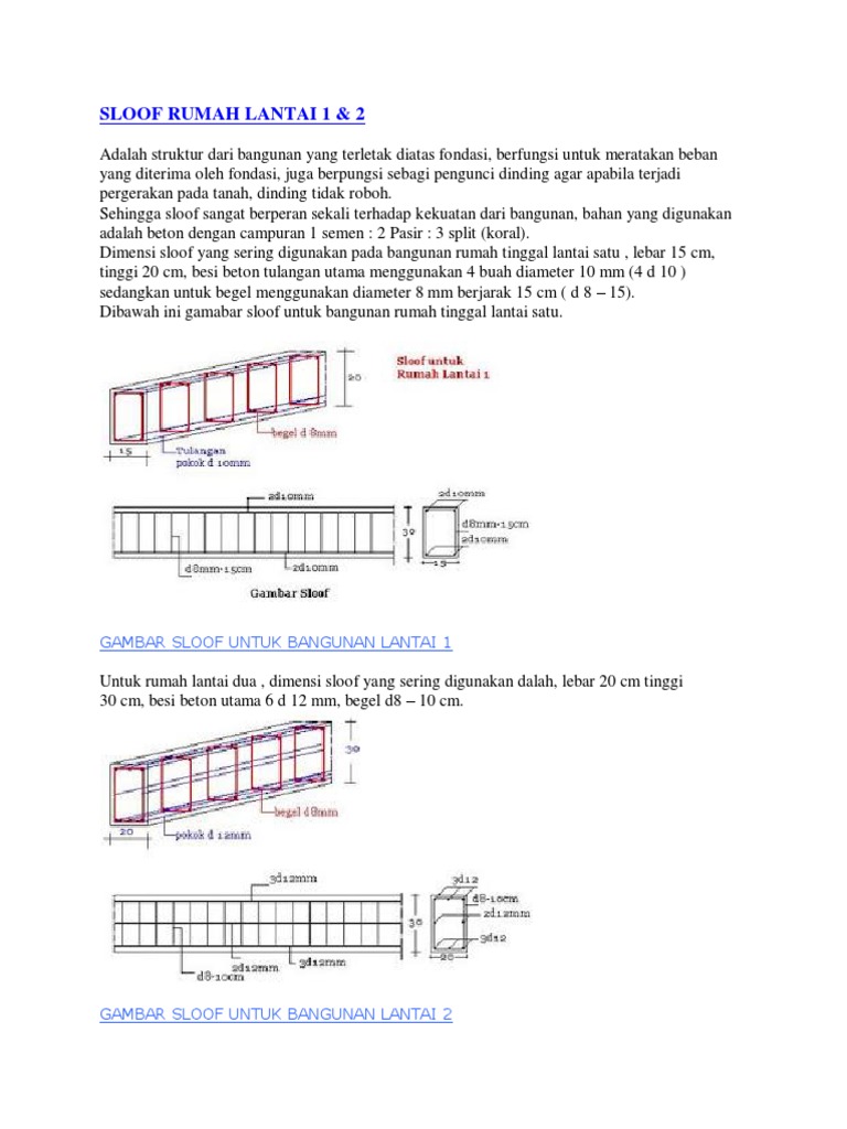 Kategori SLOOF Untuk RUMAH (1 Dan 2 LANTAI) | PDF