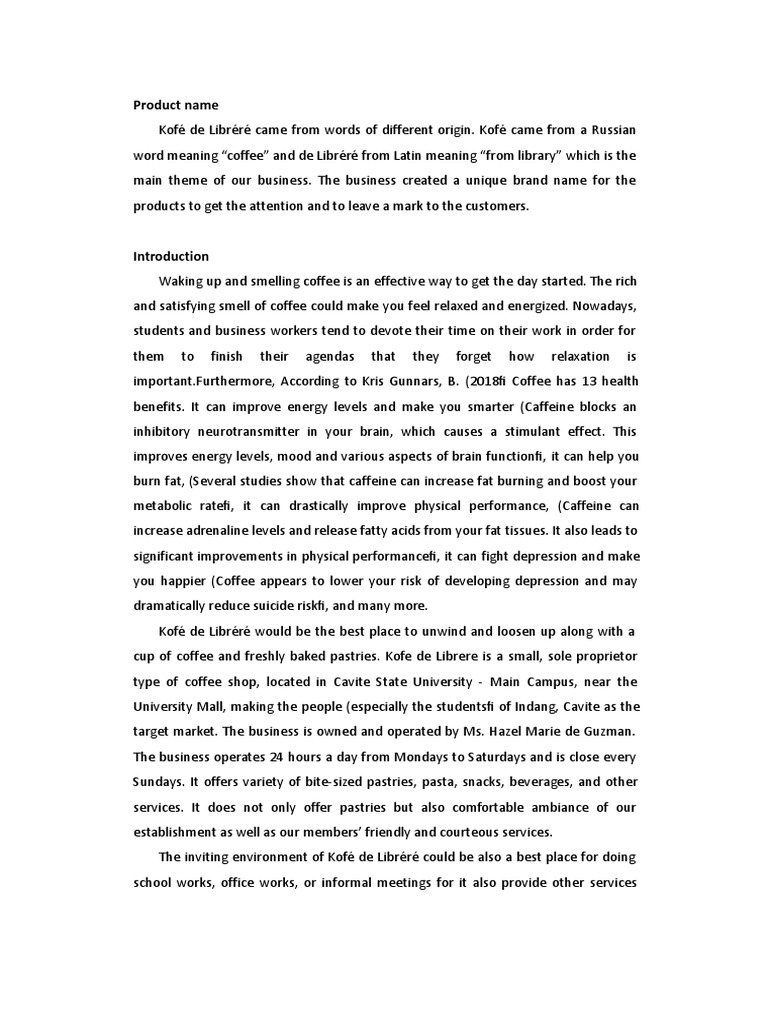 Concept Paper Business Plan of A Coffee Shop Compress | PDF | Profit ...