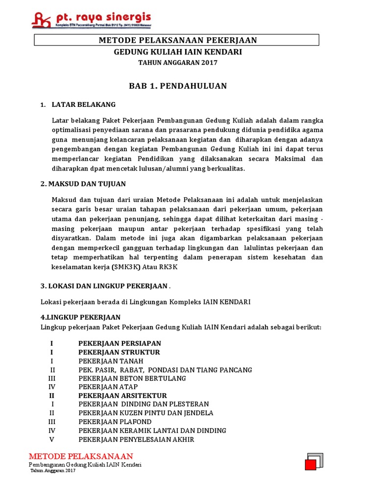 Metode Pelaksanaan Pekerjaan Gedung Creative Center (Struktur) | PDF ...