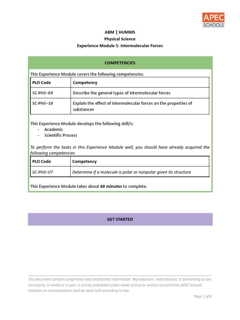 ABM HUMMS Physical Science EM5 - Intermolecular Forces | PDF ...