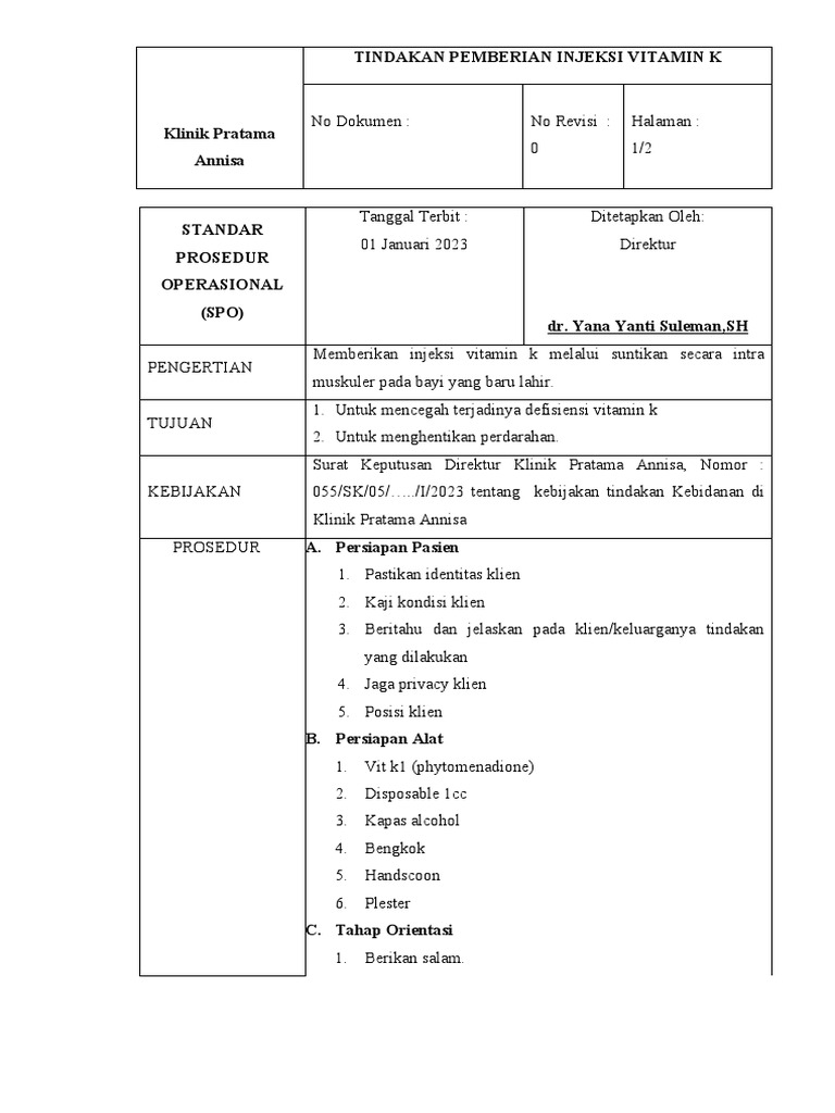 5.spo Pemberian Vitamin K | PDF