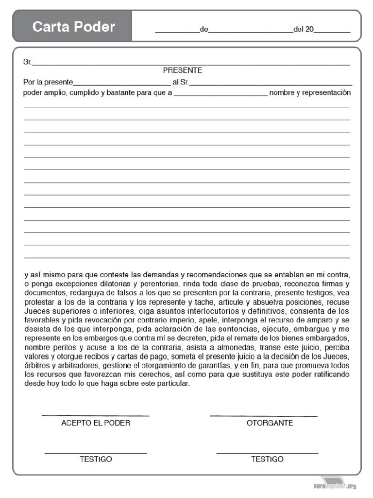 Carta Poder para Imprimir | PDF