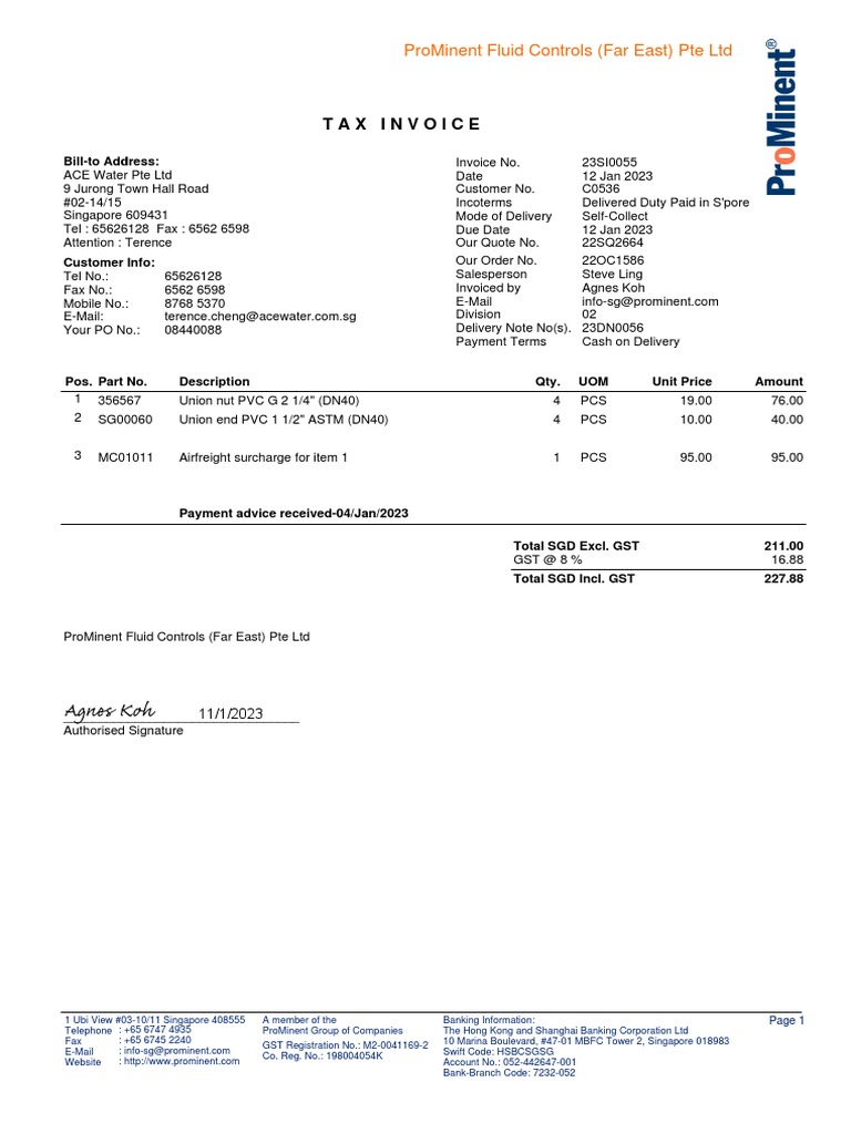 23si0055 - Ace Water | PDF | Invoice | Economies