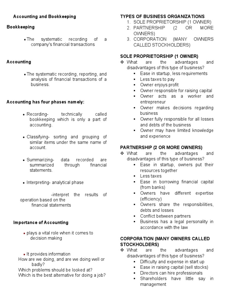 Accounting and Bookkeeping | PDF | Accounting | Financial Statement
