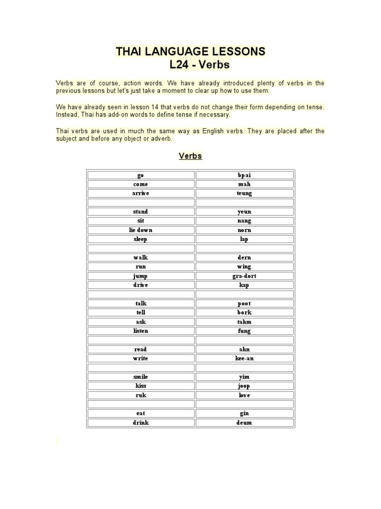 Thai Language Lessons | PDF
