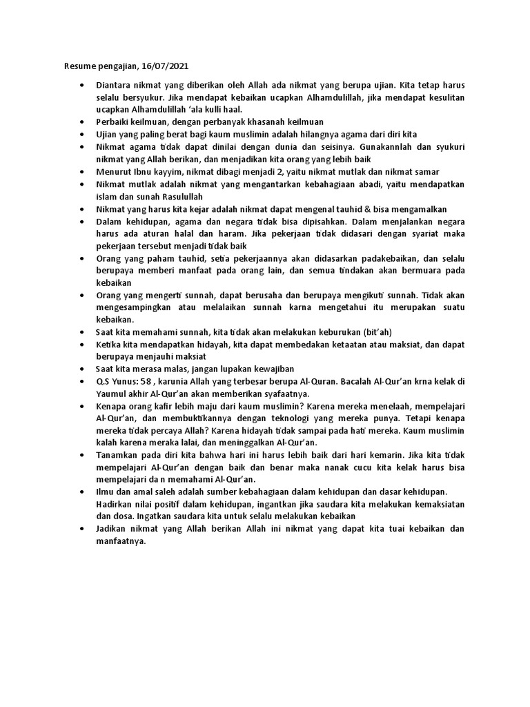 Resume Pengajian | PDF