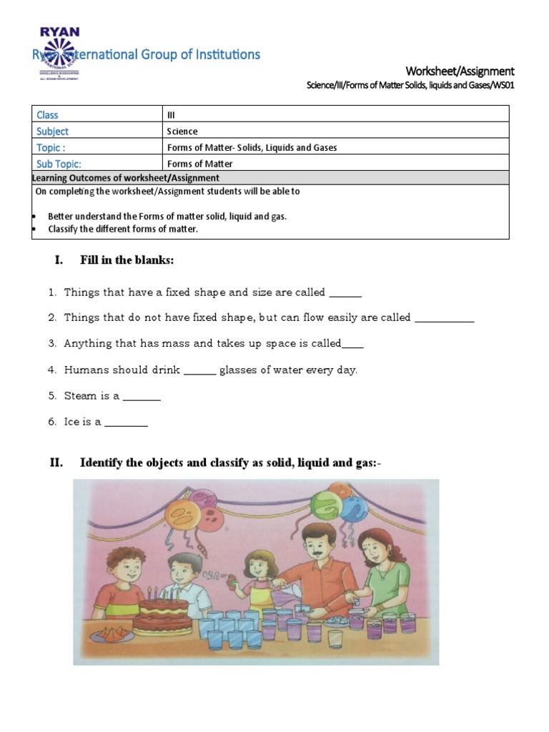 G3-Sci - Forms of Matter - Worksheet 1.pdf - Ic43141 | PDF