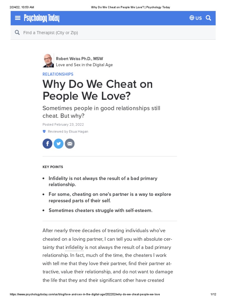 Article - Why Do We Cheat On People We Love | PDF | Infidelity ...